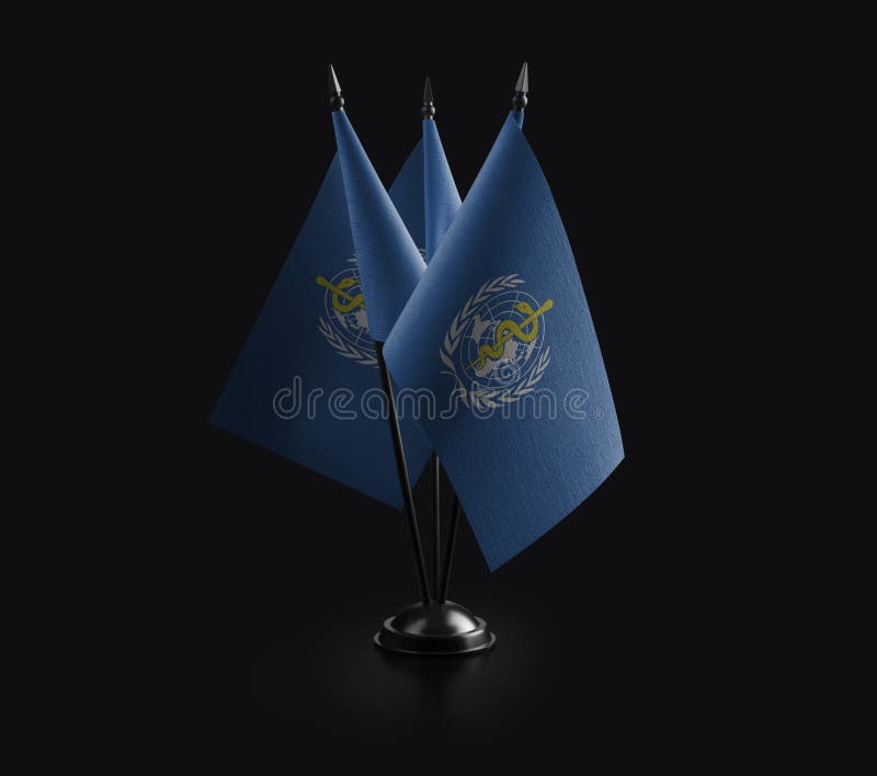 Small National Flags of the World Health Organization WHO on a Black ...