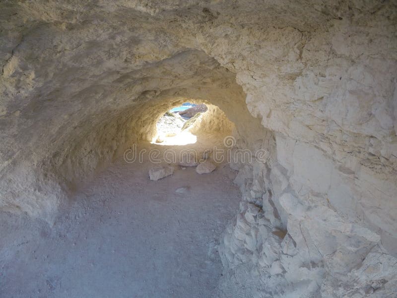 Small Natural Cave Made of White Stone Going Towards the Beach and the ...