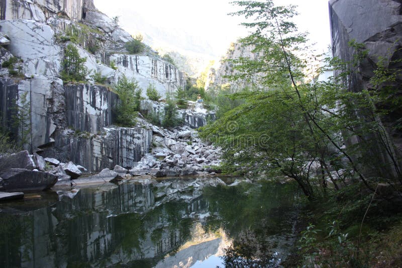 Small Natural Lake Inside a Marble Quarry Stock Image - Image of ...