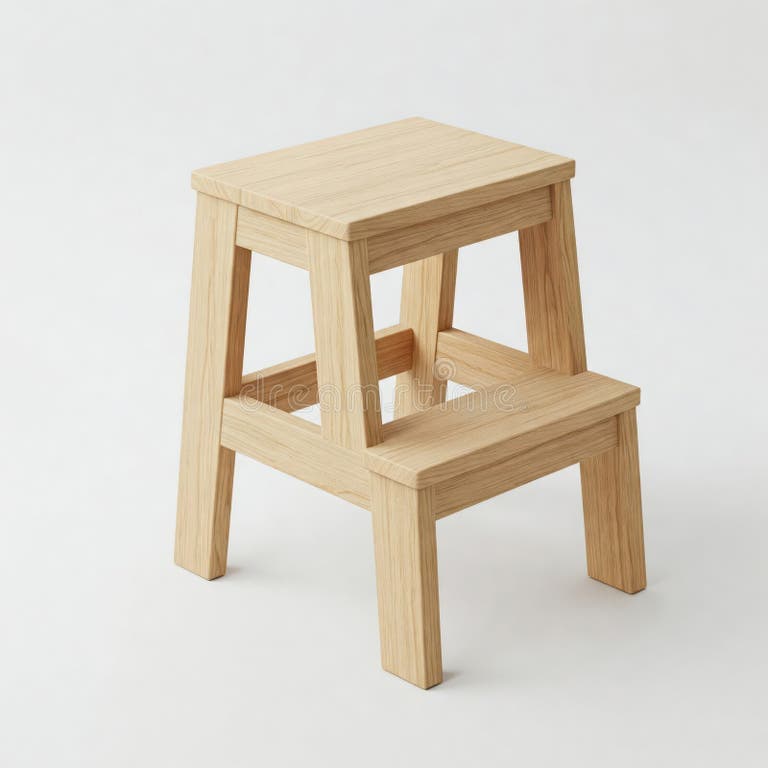 Small Natural Wood Step Stool Stock Photo - Illustration of floor ...