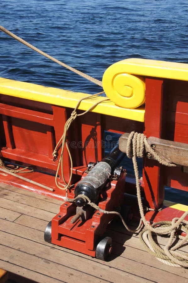 Small Naval Cannon on Board Stock Photo - Image of broadside, ketch ...