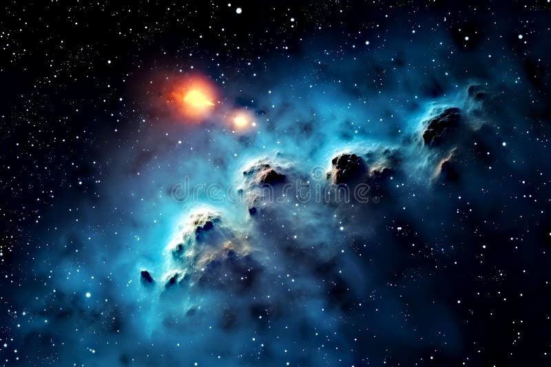 Small Nebula and Comets at Night, Stars in Sky Stock Illustration ...