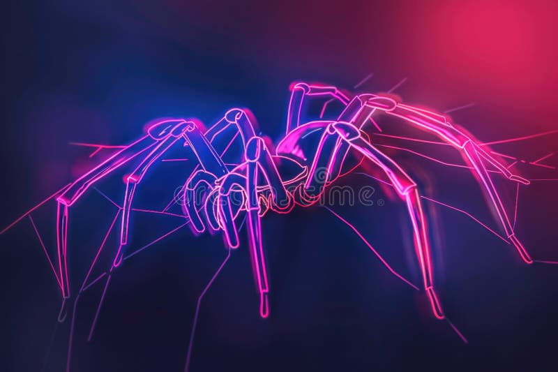 A Small Neon Spider Sits on Top of a Dark, Smooth Surface Stock Photo ...