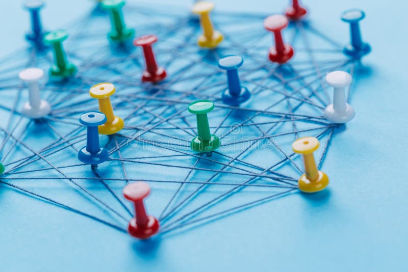 Small Network of Colorful Pins and String, an Arrangement of Colorful ...