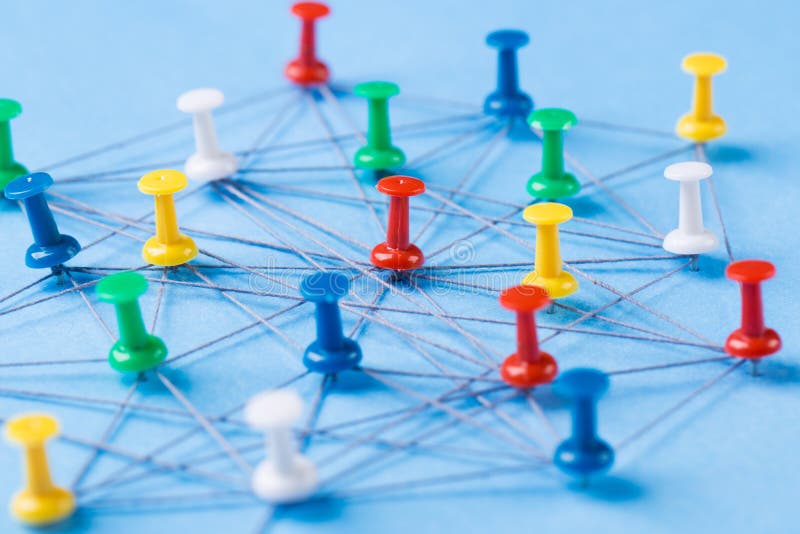 Small Network of Colorful Pins and String, an Arrangement of Colorful ...