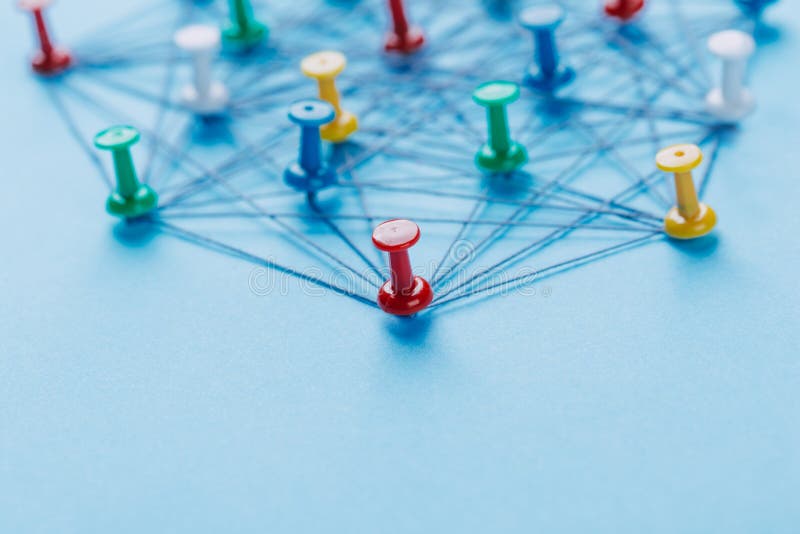 Small Network of Colorful Pins and String, an Arrangement of Colorful ...