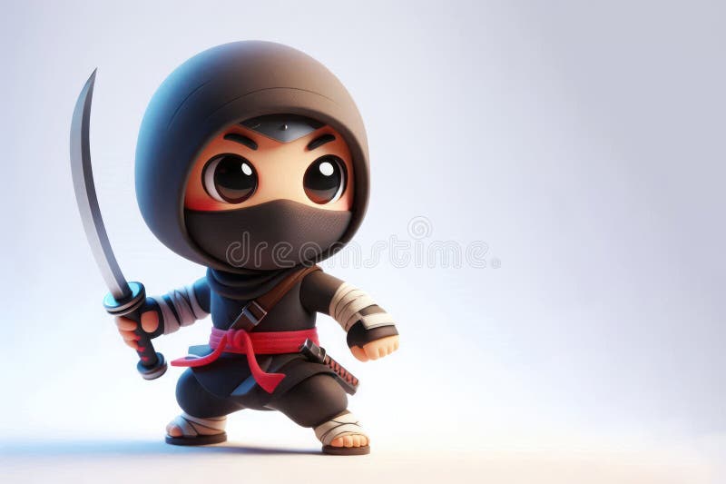 A Small Ninja with a Sword. Space for Text. Stock Illustration ...