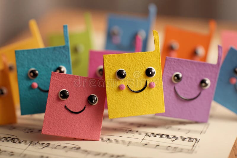 Creative Notes with Smiling Faces Bring Joy To a Colorful Arrangement ...