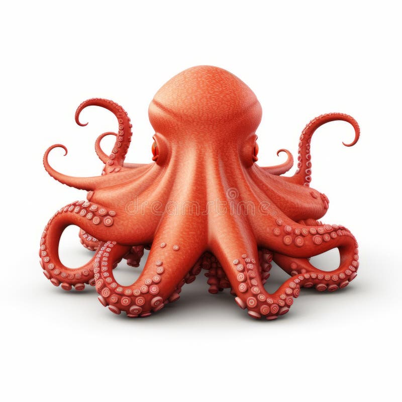 Ultra Detailed Orange Octopus 3d Illustration with Algeapunk and ...