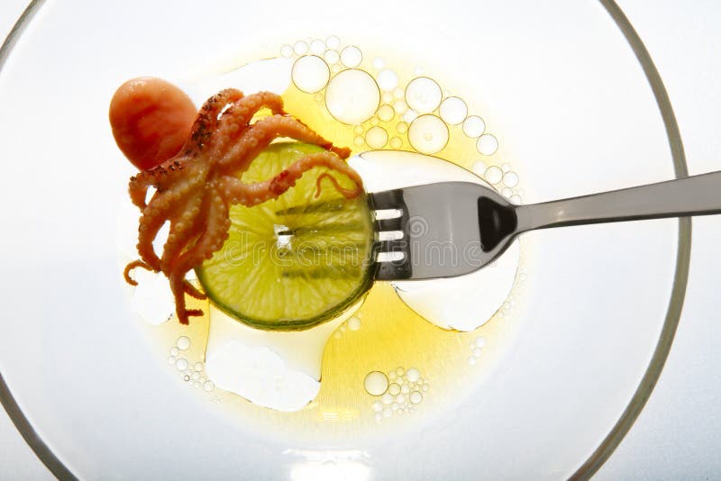 Octopus on a fork stock image. Image of diet, vegetable - 32353963