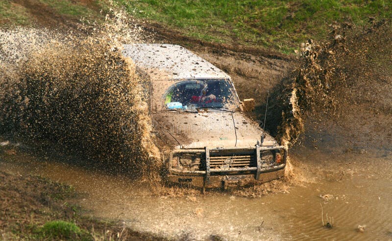 4x4 Offroad Car Racing on Muddy Track - Mud Terrain Stock Photo - Image ...