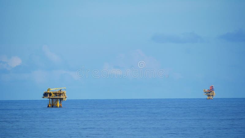 Offshore Oil Rig in the Middle of the Ocean. Massive Industrial ...