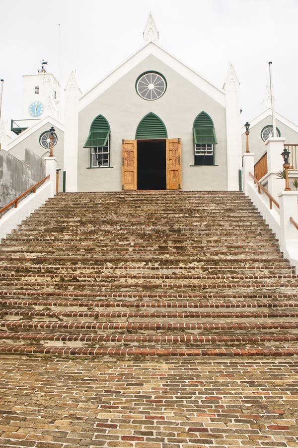 Small Old Church Atop Brick Stairs Stock Image - Image of village, door ...