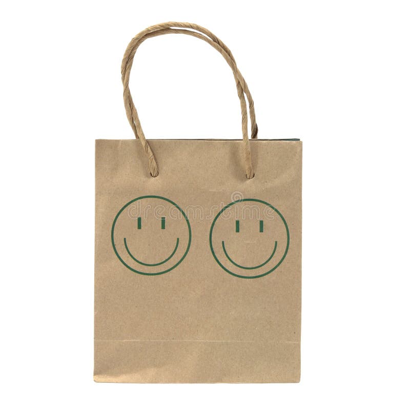 Small Old Paper Bag Green Smile Face Isolated White Stock Photos - Free ...