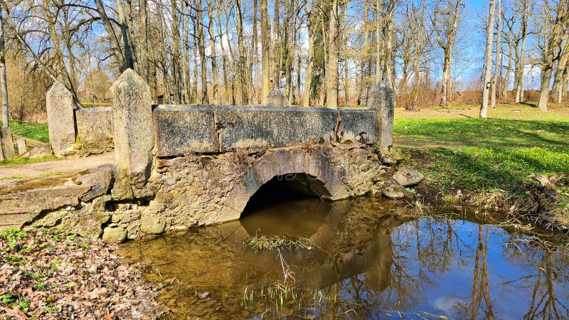 Small Old Stone Bridge Over Stream on the Outskirts of the Village ...