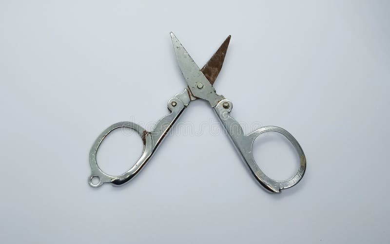 The Small Old and Traditional Silver Colored Scissor, Isolated on the ...