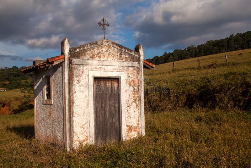 Small Old White Church in the Countryside Stock Image - Image of ...