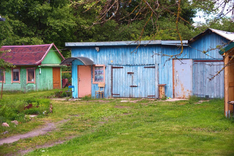Small Old Wooden Huts in the Village Stock Image - Image of kaliningrad ...