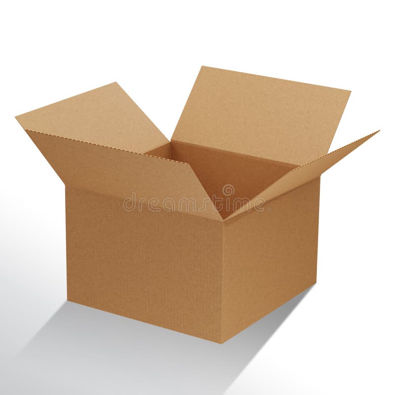 Big Open Cardboard Box 3D Rendering. Packaging Box Mock Up. Stock ...