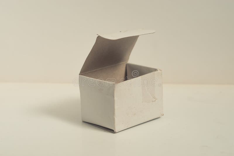 Small Open Square Cardboard Box on Isolated White Background, Designed ...