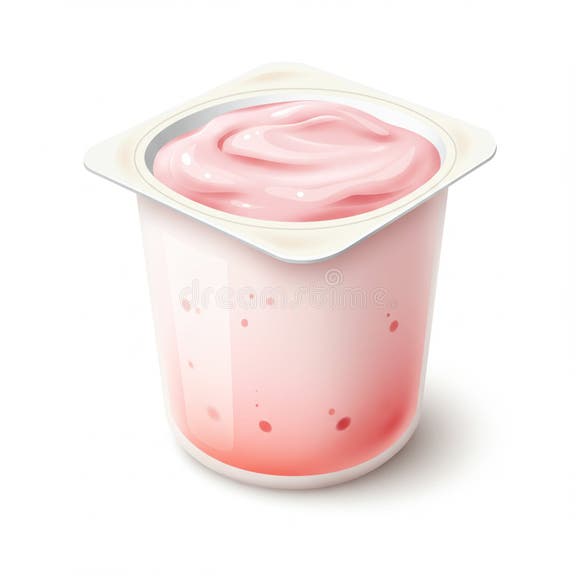 A Small, Open Yogurt Container with Smooth, Pink Yogurt Inside. the ...