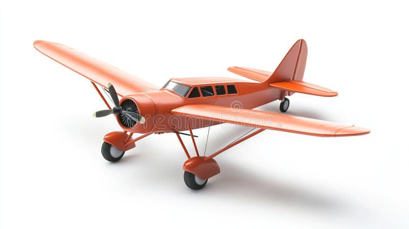 A Small Orange Airplane is Sitting on a White Background Stock ...