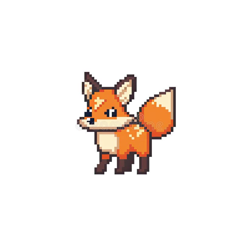Adorable Pixel Art Fox Character Design, Game Asset Stock Illustration ...