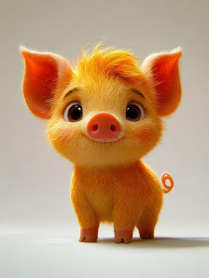 A Small Orange Pig Standing on a White Surface Stock Image - Image of ...