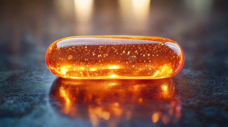 Small Orange Pill Sits on a Dark Surface Stock Image - Image of cure ...