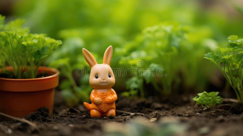 A Small Orange Rabbit is Sitting in the Dirt, AI Stock Illustration ...