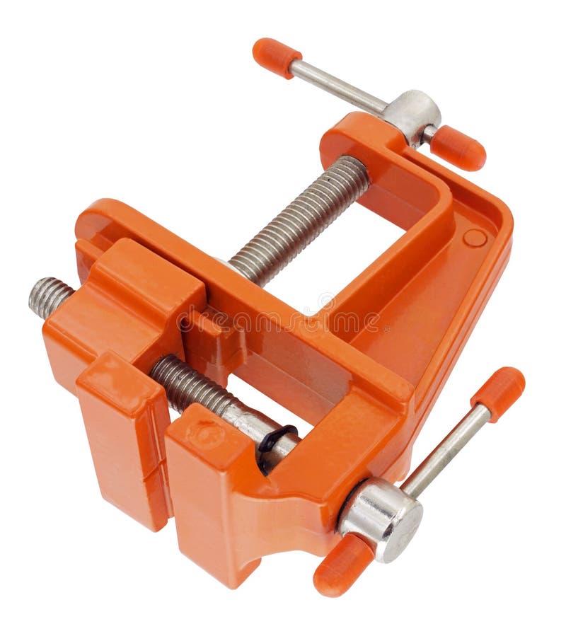 Small orange table vise stock image. Image of technology - 247876199
