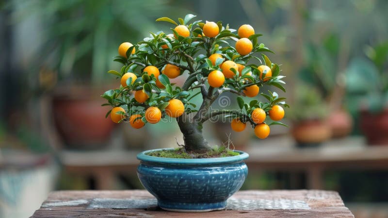 Small Orange Tree in Pot on Table Stock Image - Image of growth, small ...