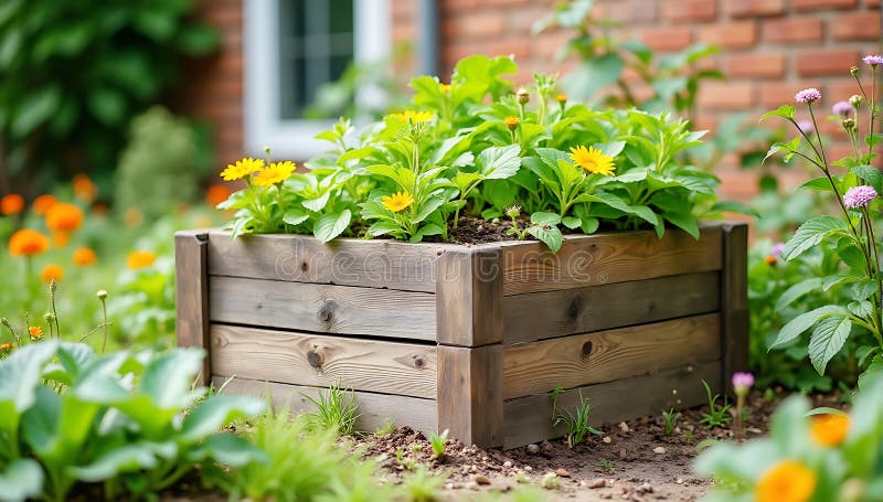 A Small, Organized Composting Area in a Backyard Garden, Surrounded by ...