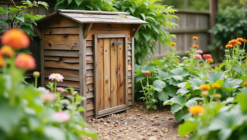 A Small, Organized Composting Area in a Backyard Garden, Surrounded by ...