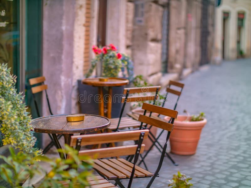 Side Street Small Outdoor Cafe in Italy Stock Photo - Image of ...