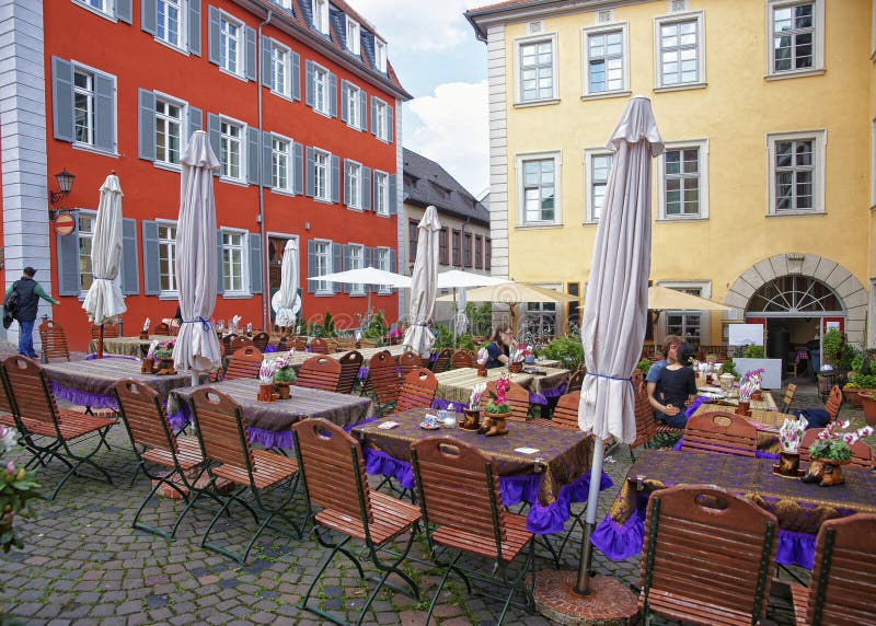 Small Outdoor Cafe in Heidelberg Editorial Image - Image of german ...