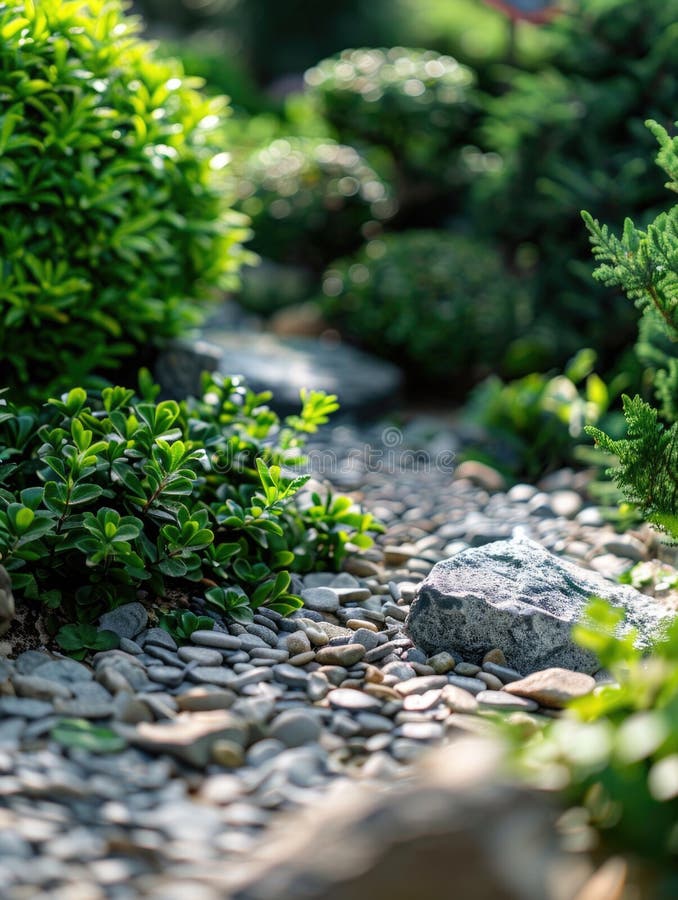 Small Garden with Rocks and Trees Stock Photo - Image of fauna ...