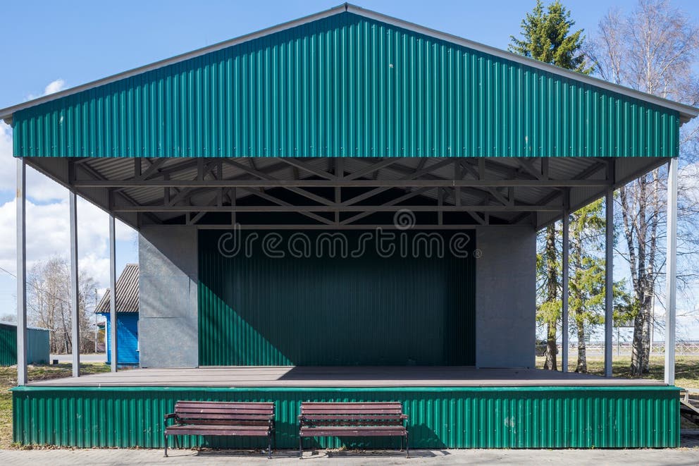 A Small Outdoor Stage for Outdoor Performances. Stock Photo - Image of ...