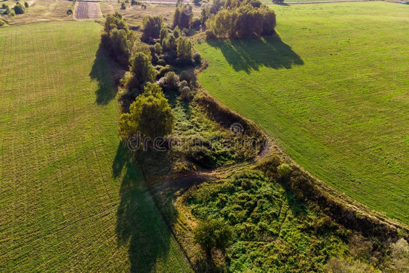 Small Overgrown Ravine between Agricultural Fields Stock Photo - Image ...