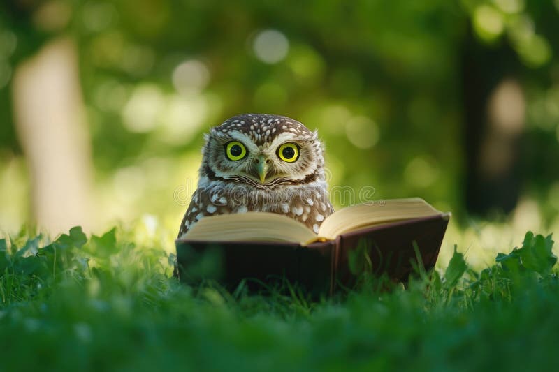 Small Owl on Book stock photo. Image of tiny, peaceful - 385114404