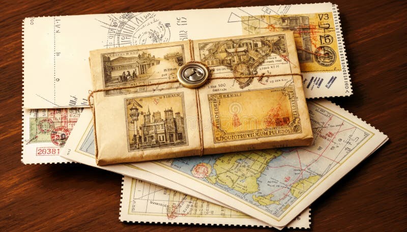 A Small Package Wrapped in Brown Paper and String Adorned with Travel ...