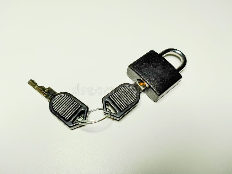 Small Padlock and Key on White Background Stock Photo - Image of secure ...