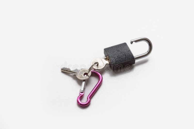 Small Padlock with Keys Isolated Stock Photo - Image of black, hole ...