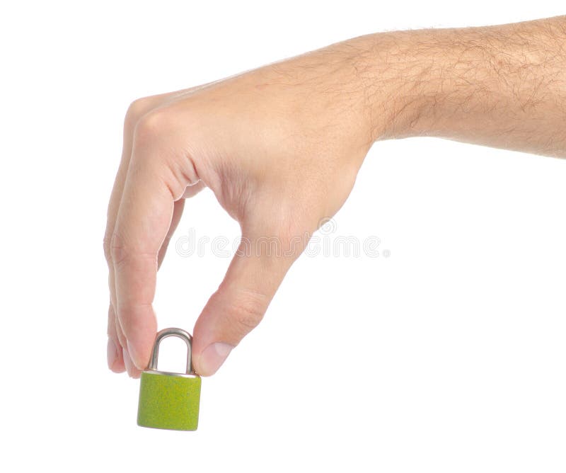 Small Padlock Metal in Hand Stock Image - Image of chrome, protect ...