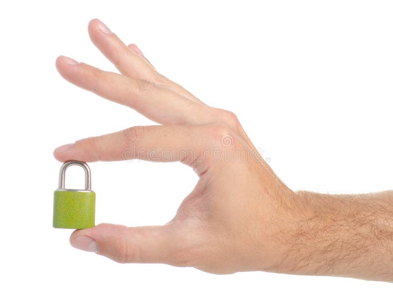 Small Padlock Metal in Hand Stock Image - Image of lustrous, money ...