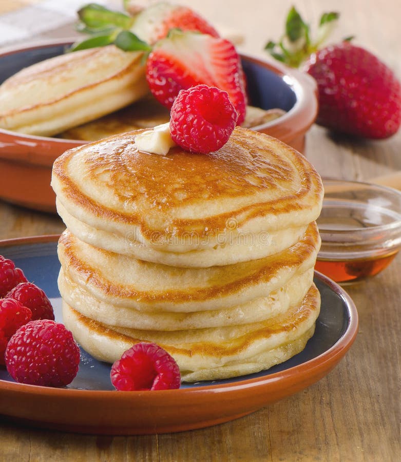 Stack Of Small Pancakes With A Maple Syrup Stock Image - Image of ...