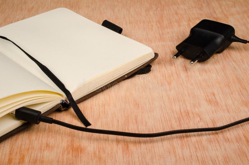 Paper Notebook with Usb Charger Stock Photo - Image of stationery ...
