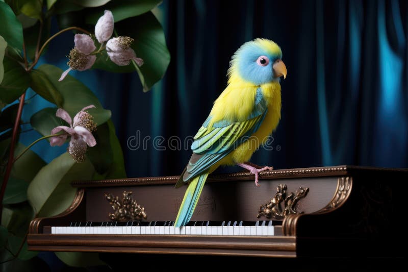 Small Parakeet Perched on a Giant Piano Key Stock Photo - Image of ...