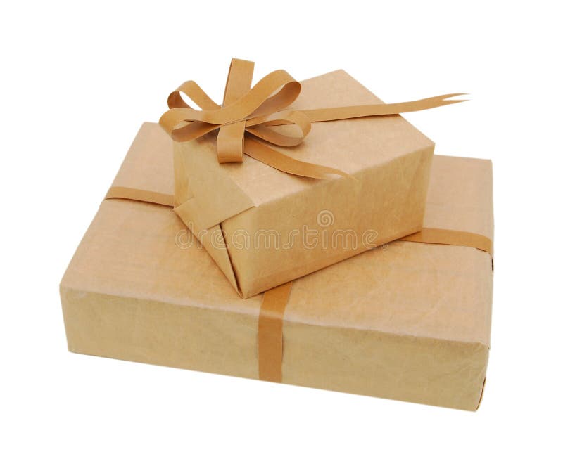 Parcel Wrapped in Brown Paper Stock Photo - Image of knot, front: 32465958
