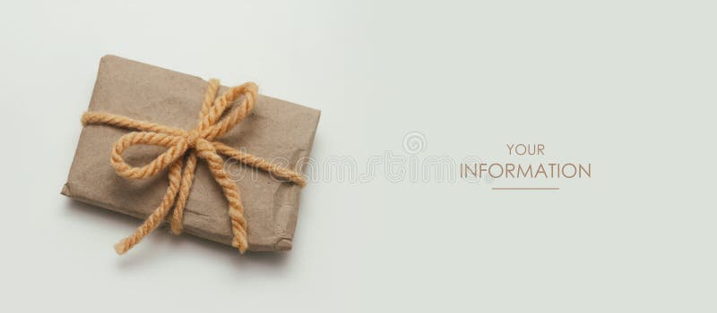 Small Parcel Wrapped in Craft Paper and Tie Yellow Thread. Light Gray ...